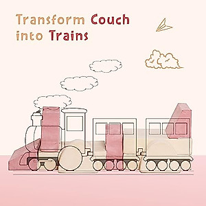 Annualring Kids Couch 10 Pcs,Modular Toddler Play Sofa Fold Out Couch Play Set with Flower Shape for Creative Boy Girl,Convertible Sofa for Teen Imaginative Playroom Furniture