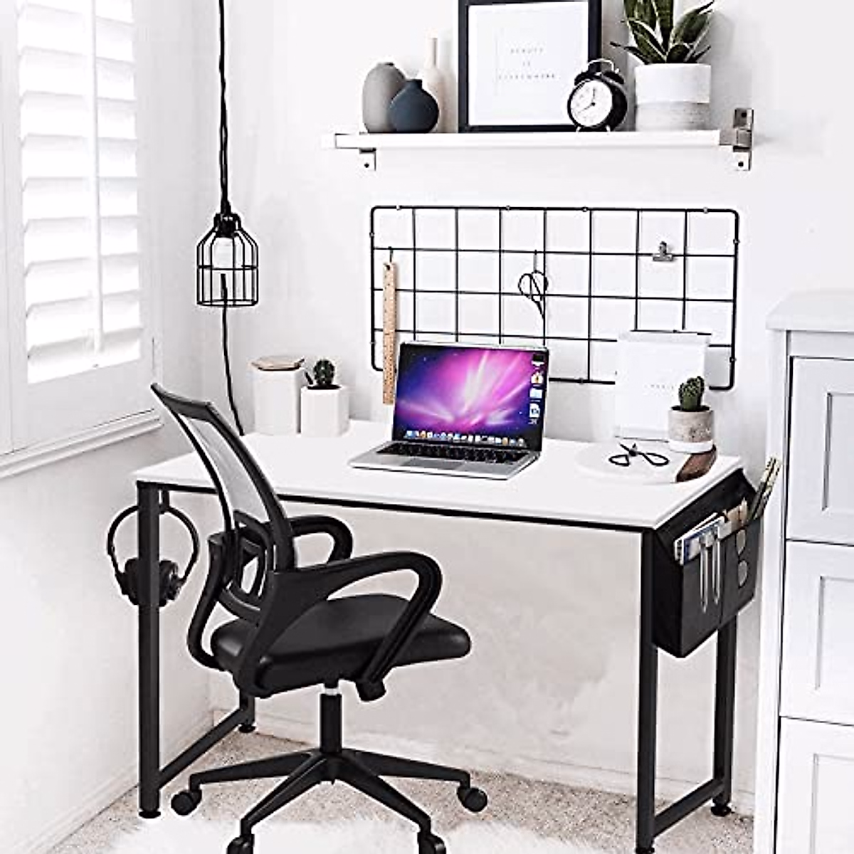DLisiting Small Computer Desk for Bedroom White Modern Writing Table for Small Spaces Kids Teens Student Study Work PC Desk 31 Inch