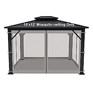 Replacement Universal Gazebo Netting 4 Panels with Zipper for Garden Patio Yard, ONLY Netting (10‘x12’, Grey)