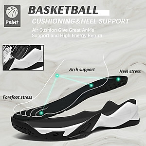CJSPORX Men's Basketball Shoes Breathable Non-Slip Sneakers Fashionable Sports White-1 Size 13