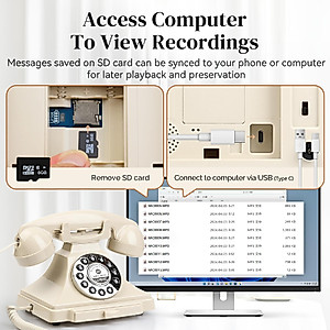 Sangyn Audio Guest Book Wedding Phone Vintage Style Audio Guestbook Phone Customized Audio Message Voicemail for Birthdays Party Graduation Baby Shower Retirement Special Occasions, Beige