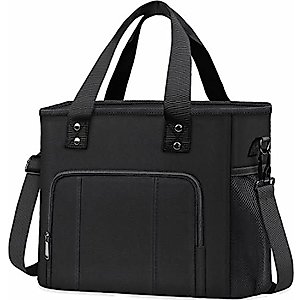 Lunch Bag Women, Leakproof Insulated Lunch Bags Reusable Water Resistant Lunch Box with Adjustable Shoulder Strap, Large Adults lunchbox Men Women Lunch Tote Bag for Work Travel Picnic, Black