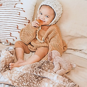 Zalamoon Strollets Plush Baby Toddler Soft Blanket with Satin Trim Corner for Soothing (Fawn)