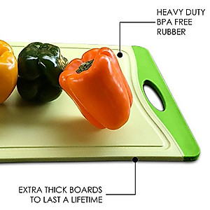 Raj Plastic Cutting Board Reversible Cutting board, Dishwasher Safe, Chopping Boards, Juice Groove, Large Handle, Non-Slip, BPA Free (Extra Large (17.4" x 11.81"), Lime Green)