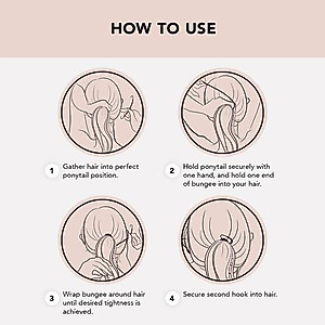 Kitsch Hair Bungee - Bungee Hair Ties with Hooks | Hair Tie Clip & Hair Bungee Cords with Hooks for Updos | Hair Hook & Ponytail Hook for Long Hair | Ponytail Bungee Bands, 6pcs (Brown)