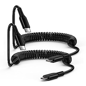Samsung Fast Charging Cord Type C to Type C Android Phone Charger Retractable Car Coiled Auto Cable USB C for Samsung Galaxy A14 5G A54 S23 Ultra S22 S21 S20 Note 20 A53 A23 A13 Z Flip 4 3 Z Fold 4 3