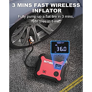 Portable Car Jump Starter with Air Compressor, BUTURE 150PSI 3500A 26800mAh Battery Booster Pack (All Gas/8.0L Diesel) Digital Tire Inflator, Fast Battery Charger 3.0 with 160W DC Out, Emergency Light