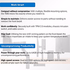 Dell OptiPlex 7080 Micro Form Factor Mini Business Desktop, Intel Core i5-10500T Processor, 16GB RAM, 2TB PCIe SSD, DisplayPort, RJ45, Wi-Fi 6, Type-C, Bluetooth, Windows 11 Pro, Black