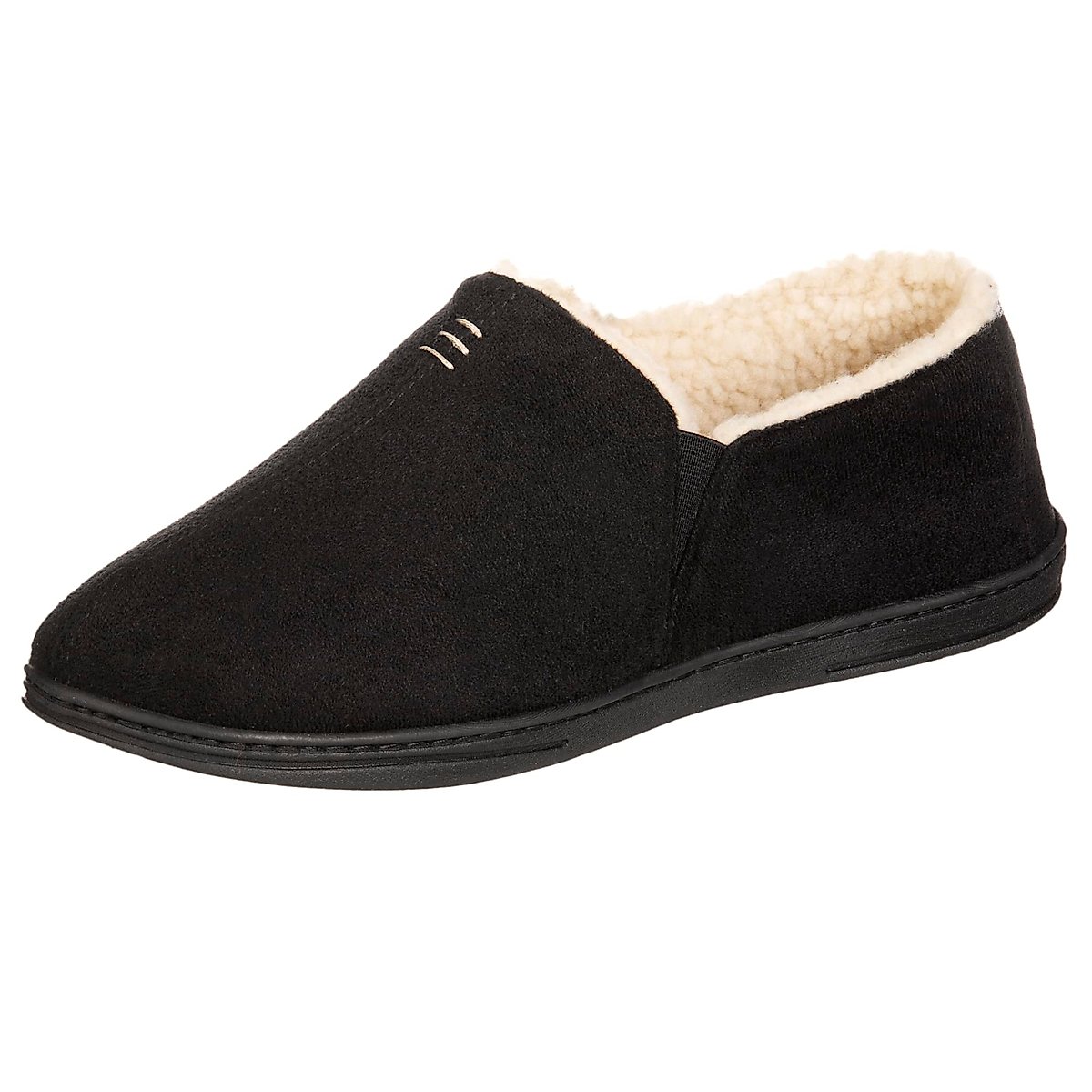 isotoner Men's Recycled Microsuede Nigel ECO Slippers with Advanced Memory Foam and Berber Lining, Black, 8-9