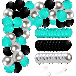 Teal Graduation Decorations 2024/Turquoise Black Graduation Party Decorations Teal Turquoise Black Balloons 45pcs/Teal Birthday Party Decorations for Women Teal Black Bridal Shower/Wedding