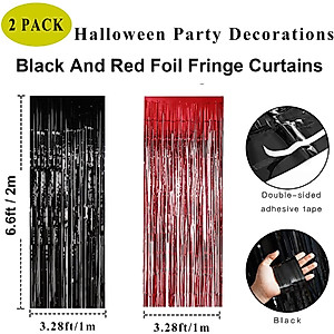 153PCS Casino Theme Party Decorations, Black Red Gold Balloon Garland Arch Kit With Starburst Dice Poker Foil Balloons, Foil Fringle Curtain Backdrops