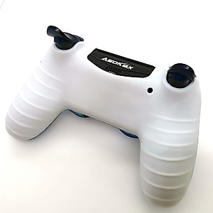 Silicone Skin Cover for Ps4 Controller (1pc Anti-Slip Case, 1 Pair L2 R2 Trigger Extender, 4pcs Thumb Grips,4pcs LED Light Bar Decal) Protector for DualShock PS4/ Slim/Pro Controller (sky blue&yellow)