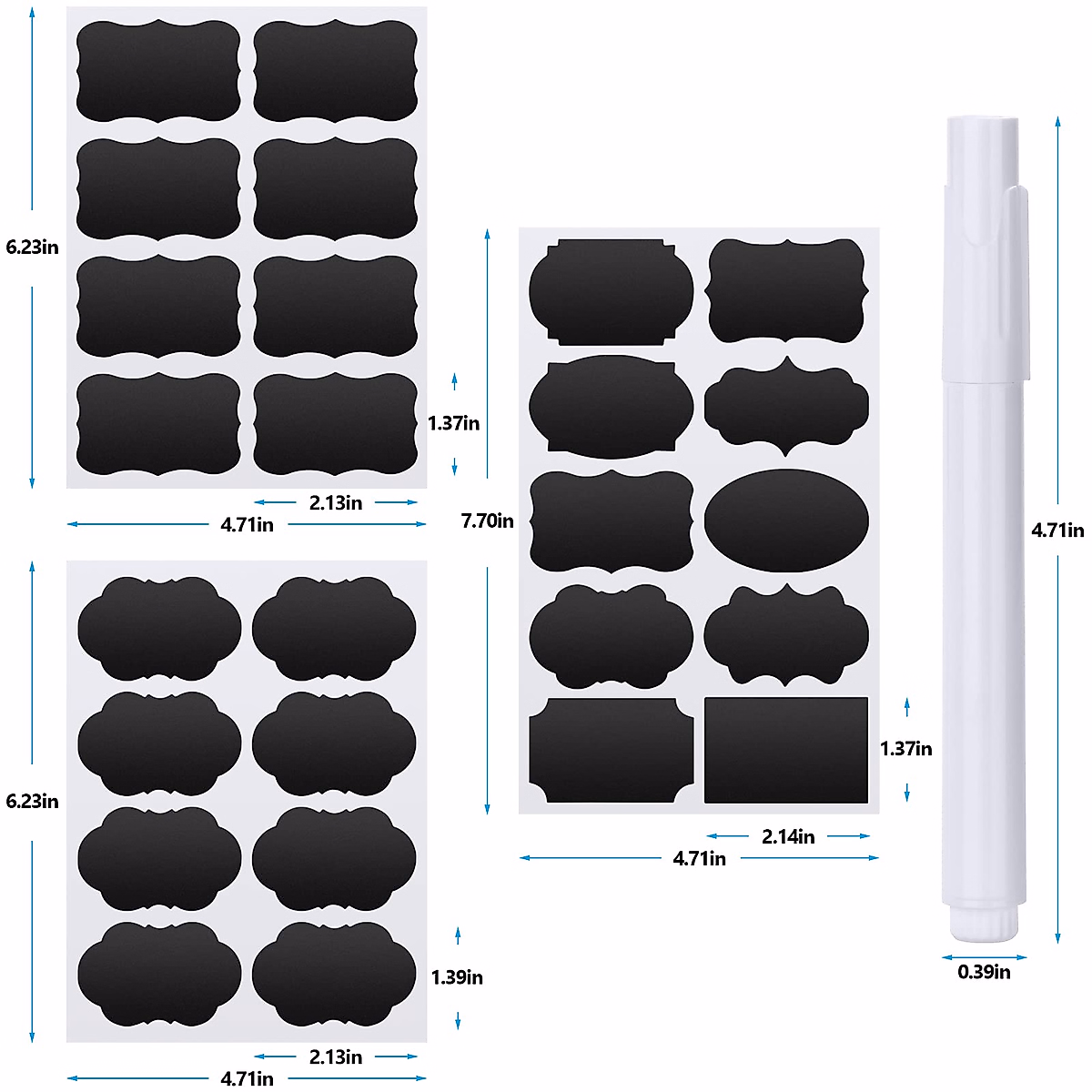 Chalkboard Labels Bulk (180PCS) - 2 Free Erasable White Chalk Marker, Mini Decorative Chalk Labels, Reusable and Waterproof Black Labels for Jars Containers Kitchen Home Pantry Office