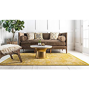 Unique Loom Penrose Collection Area Rug - Blake (8' x 10' Rectangle, Yellow/ Beige)