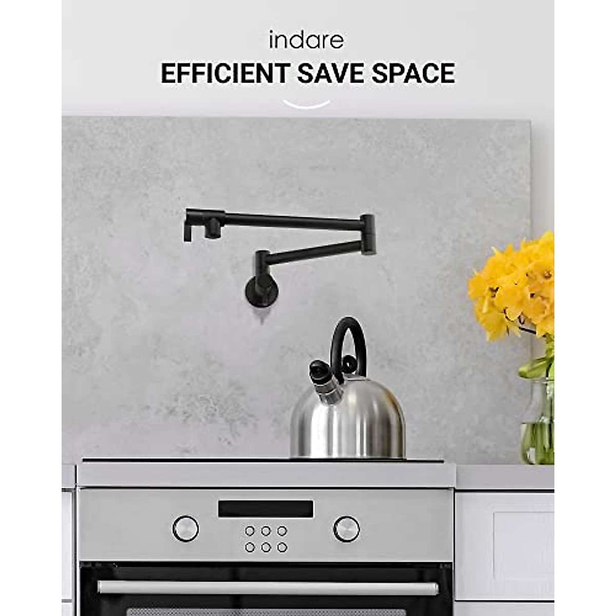 Indare Pot Filler, Pot Filler Faucet Wall Mount, Brass Pot Filler Folding faucets, Kitchen Pot Filler Faucet with Double Joint Swing Arms