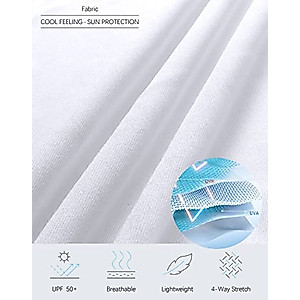 Men's Polo Shirt Long Sleeve Golf Shirts Lightweight UPF 50+ Sun Protection Cool Shirts for Men Work Fishing Outdoor(White, L)