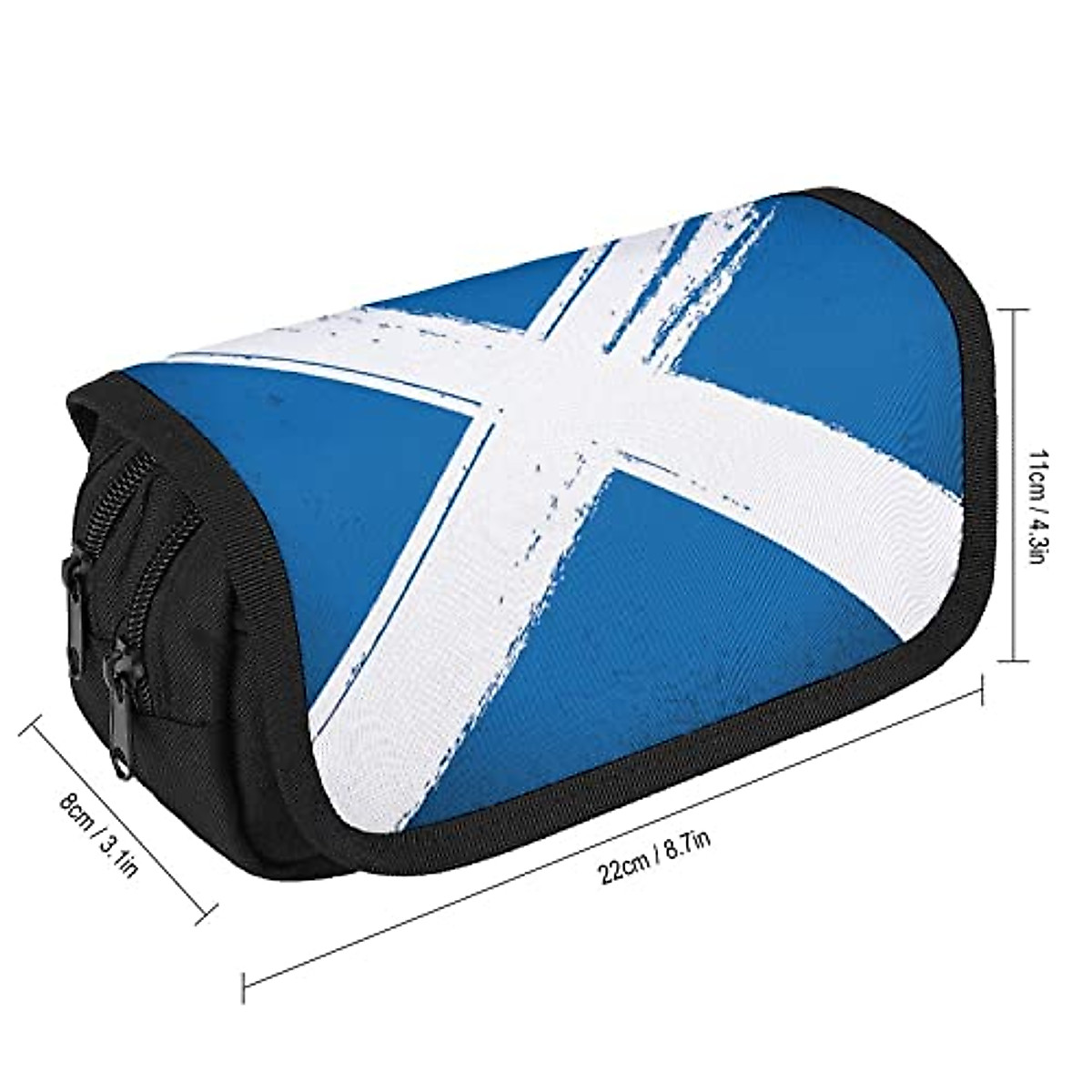 Retro Scottish Flag Pencil Case with Two Large Compartments Pocket Big Capacity Storage Pouch Pencil Bag for School Teen Adult