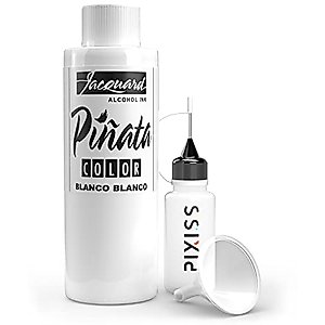 Pinata Blanco Alcohol Ink 4-Ounce, Pixiss 20ml Needle Tip Applicator Bottle and Funnel, Bundle for Yupo and Resin