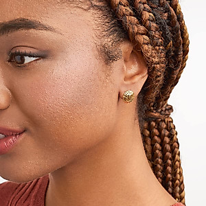 MORGAN & PAIGE Sterling Silver Greek Earrings, Greco Design Gold Stud Earrings with Laser-Cut Detailing, 18K Gold Plated Circle Earrings, Greek Jewelry Gifts for Women