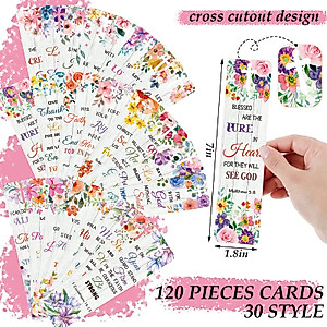 120 Pieces Bible Verses Bookmarks with Hollow Cross for Women Scripture Bookmarks Christian Book Markers for Women Men Church Gifts Supplies (Wood Flower)