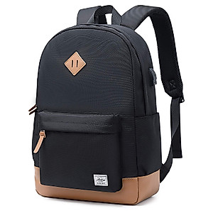 Abshoo Classical Basic Womens Travel Backpack For College Men Water Resistant Laptop School Bookbag (USB Black)