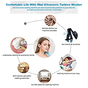 Mini Washing Machine Portable Ultrasonic Turbine Washer, 3 In 1 Ultrasonic Washing Machine Portable Turbo Washing Machine, Portable Washing Machine with USB for Travel Business Trip or College Rooms