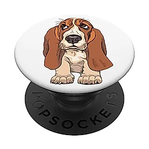 Basset Hound Draw Graphic Dog Lover Basset Mom Dad Gift Cute PopSockets Grip and Stand for Phones and Tablets