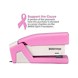Bostitch Office InCourage Spring-Powered Compact Stapler, BCA Pink (1588), plastic-half strip