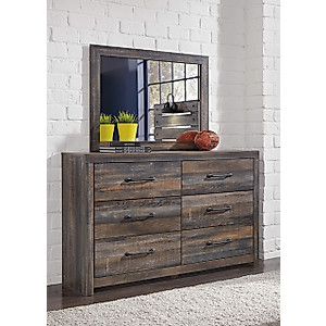 Signature Design by Ashley Drystan Rustic Industrial 6 Drawer Dresser, Weatherworn Brown