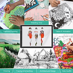 comzler Light Board, A4 Tracing Light Box, Magnetic Light Pad, Light Table for Tracing, LED Light Drawing Board, Sketch Pad LED Light Drawing Pad, Cricut Light Pad, Dimmable Brightness