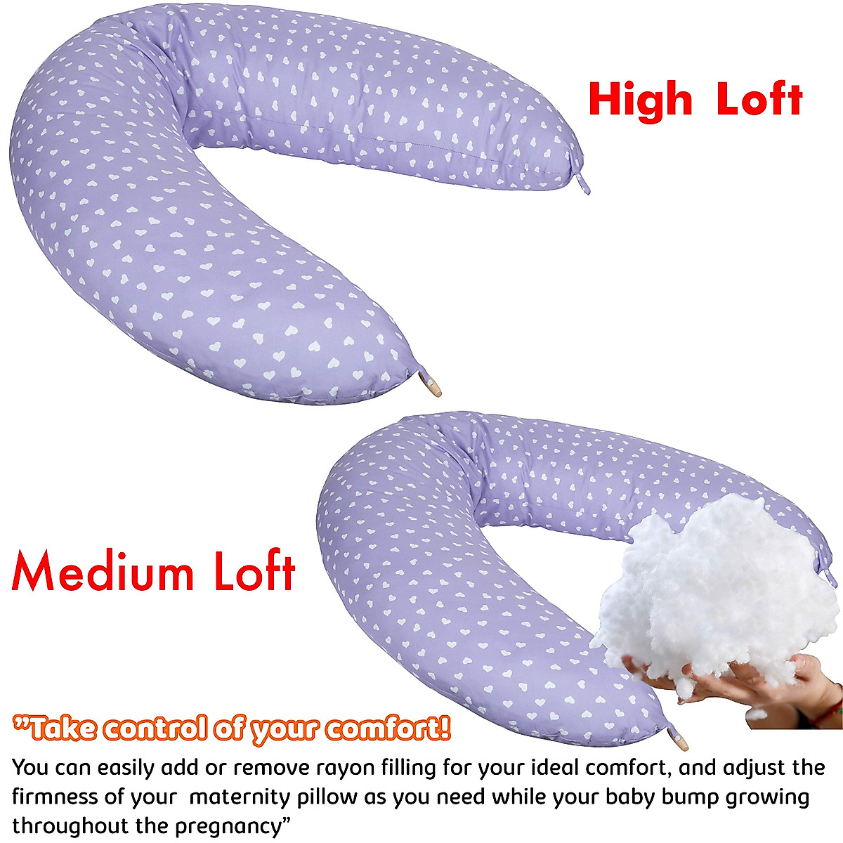 Comfyt Pregnancy Pillows, Full Body Maternity Pillow, Adjustable Loft for Pregnant Women, Multifunctional 7 in 1 Breastfeeding Nursing Pillow, C Shape Pillow Gifts for Mom Clearance