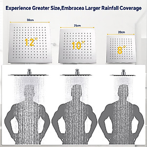 YDmeet 12 Inch Shower Head with Handheld Spray Combo- Rain Shower Head with Handheld- Stainless Steel Height Adjustable 12" Extension Arm with 3 Setting Diverter Extra Long Shower Hose- Chrome