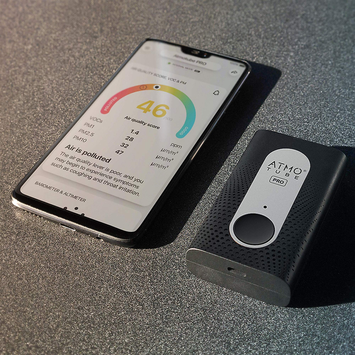 Atmotube Battery Powered Pro Portable Outdoor and Indoor Professional Air Quality Monitor [PM, VOCs, Temperature, Humidity and Barometric Pressure Tester], Pollution Meter