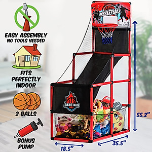 BESTKID BALL Kids Basketball Hoop Single Shot System Arcade Game Set: Indoor & Outdoor Sports Toys for Boys & Girls, Includes Ball, Ideal Party Gifts for Little Athletes Ages 3-9.