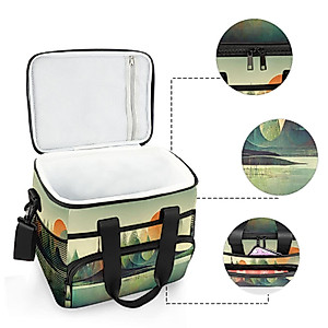 ZENWAWA Abstract Mountain Lake Cooler Bag 24 Cans Insulated Cooler Tote Bag Lunch Box Leak-Proof|Crossbody & Handheld|Keep Cool Up to 12 Hours|Aesthetic Full Print