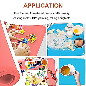 Silicone Placemats for Baby & Kids, Stain Resistant Non-Slip Toddler Food Mats Eating Table Mat with 2 Packs,Blue/Orange