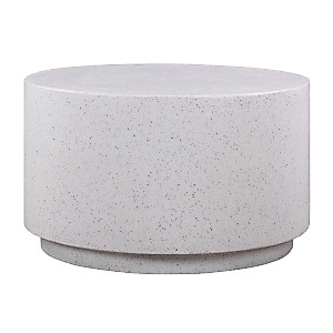 TOV Furniture Terrazzo 27.5" x 27.5" Transitional Light Speckled Concrete Stone Coffee Table, for Outdoor, in White & Gray Finish