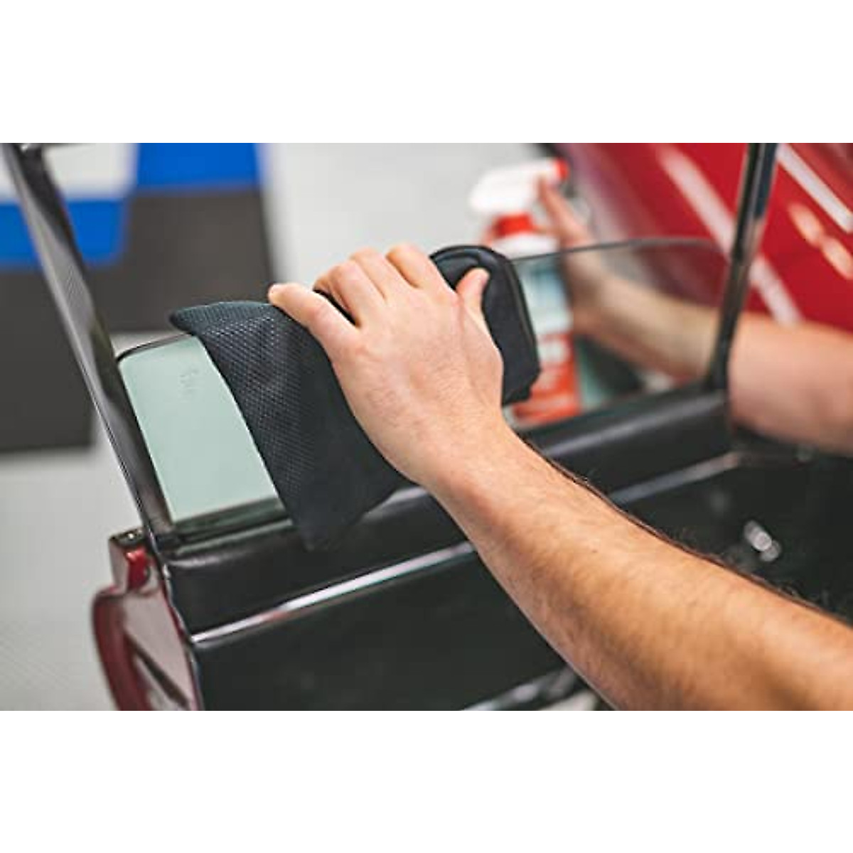 The Rag Company - Diamond Weave Glass & Window - Detailing Towels to Polish Mirrors & Chrome, Snakeskin Like Texture, Lint-Free, Streak-Free, 280gsm, 16in. x 16in, Black (5-Pack)