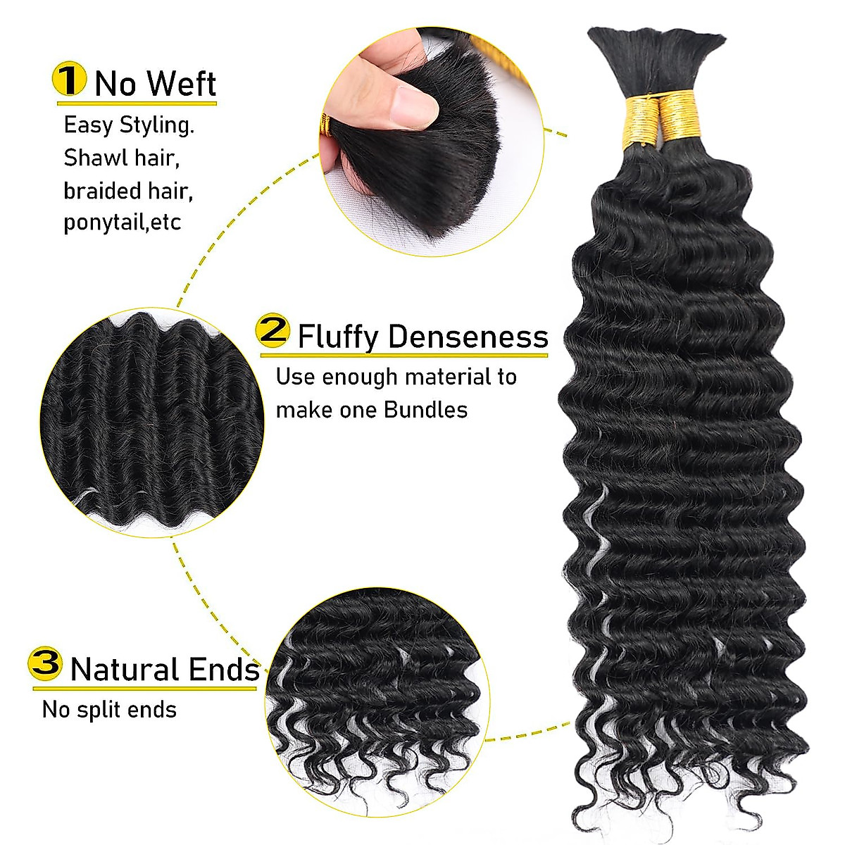 22 Inch Human Hair Braiding Hair Human Braiding Hair Wet and Wavy Braiding Hair Human Hair for Braiding Deep Wave Bulk Human Hair Curly Extension 100g