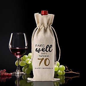 70th Birthday Gifts for Women Men, Gifts for 70 Year Old Woman Grandparents Wine Gift Bag, Wine Accessories Gifts Anniversary, 1964 Birthday Decorations Wine Bag Wine Bags for Wine Bottles Gifts