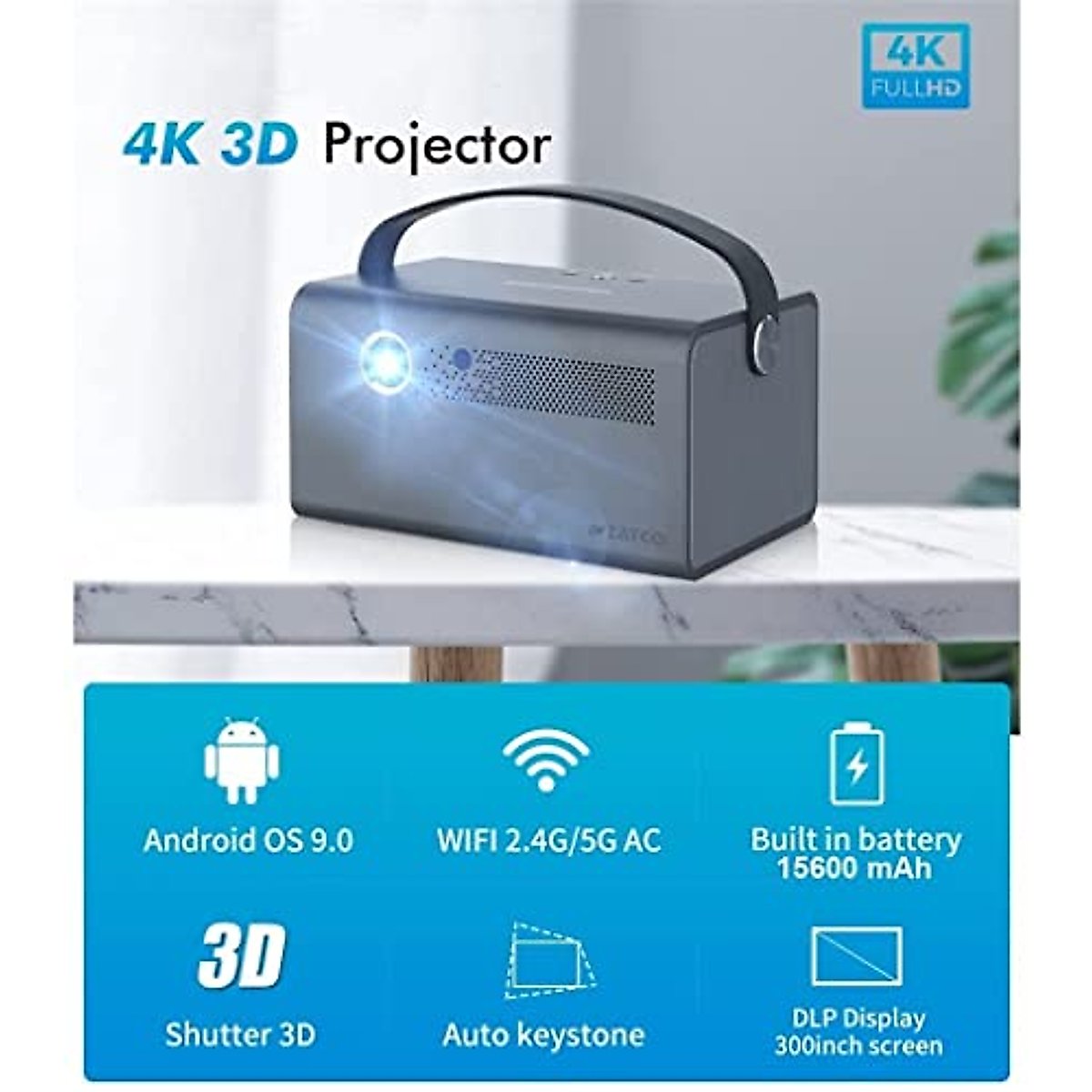 Feilx Mini Projector 2022 Upgraded Portable Video-Projector,3D Projector WiFi Smart Projector Bluetooth Portable Mini Projector Home Theater Projector