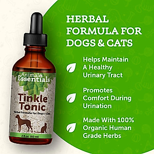 Animal Essentials Tinkle Tonic for Cats & Dogs - Dog & Cat Urinary Supplement, Urinary Support, Herbal Formula, Veterinarian Recommended - 2 Fl Oz
