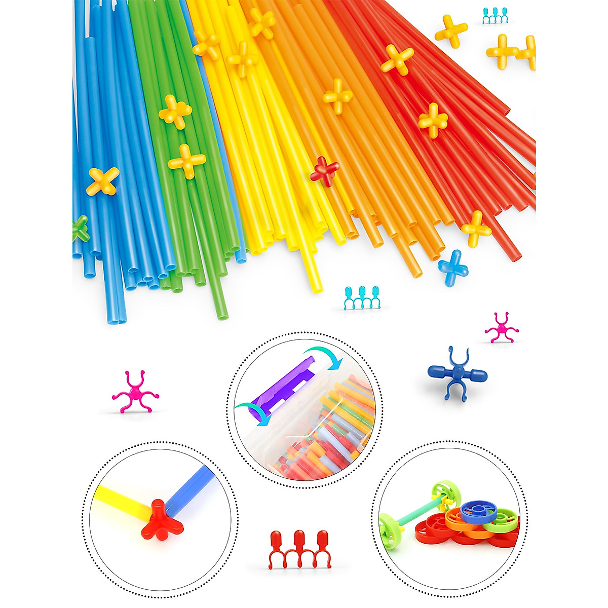 Straw Constructor Toy 600Pcs STEM Building Toys Set,Upgrade Interlocking Plastic Educational Toys Engineering Building Kit Safety Material Creativity Toy for 3-8 Years Boy and Girl Birthday Gifts