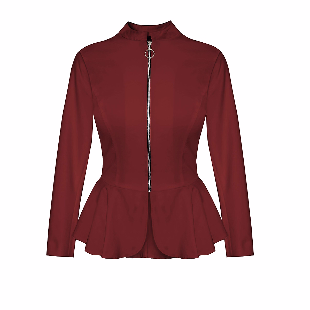 Hybrid & Company Women's Relaxed Jacket Zipper Suit Office and Parties Coat Jacket KJK1137 1012 Wine S