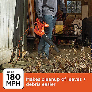 BLACK+DECKER Electric Leaf Blower, 7-Amp with Quick Connect Gutter Cleaner Attachment (LB700 & BZOBL50)
