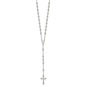 925 Sterling Silver Rosary Necklace 26 inch Chain