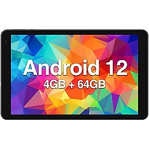 Fusion5 2023 New 10.1" Android 12 Tablet, F202 Full HD Ultra Slim Tablet PC (Google Certified, 64GB Storage, 4GB RAM, Quad Core CPU, WiFi, Bluetooth, 1920x1200 IPS Screen, Type C, 13MP & 5MP Cameras)