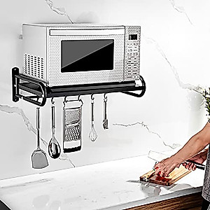 MKYOKO Microwave Storage Rack Hanging Wall-Mounted Microwave Oven Rack Stand,Kitchen Storage Shelf Microwave Oven Rack, Multifunction Stainless Steel Wall-Mounted Shelves,Spice Jar Rack Oven Holder/B