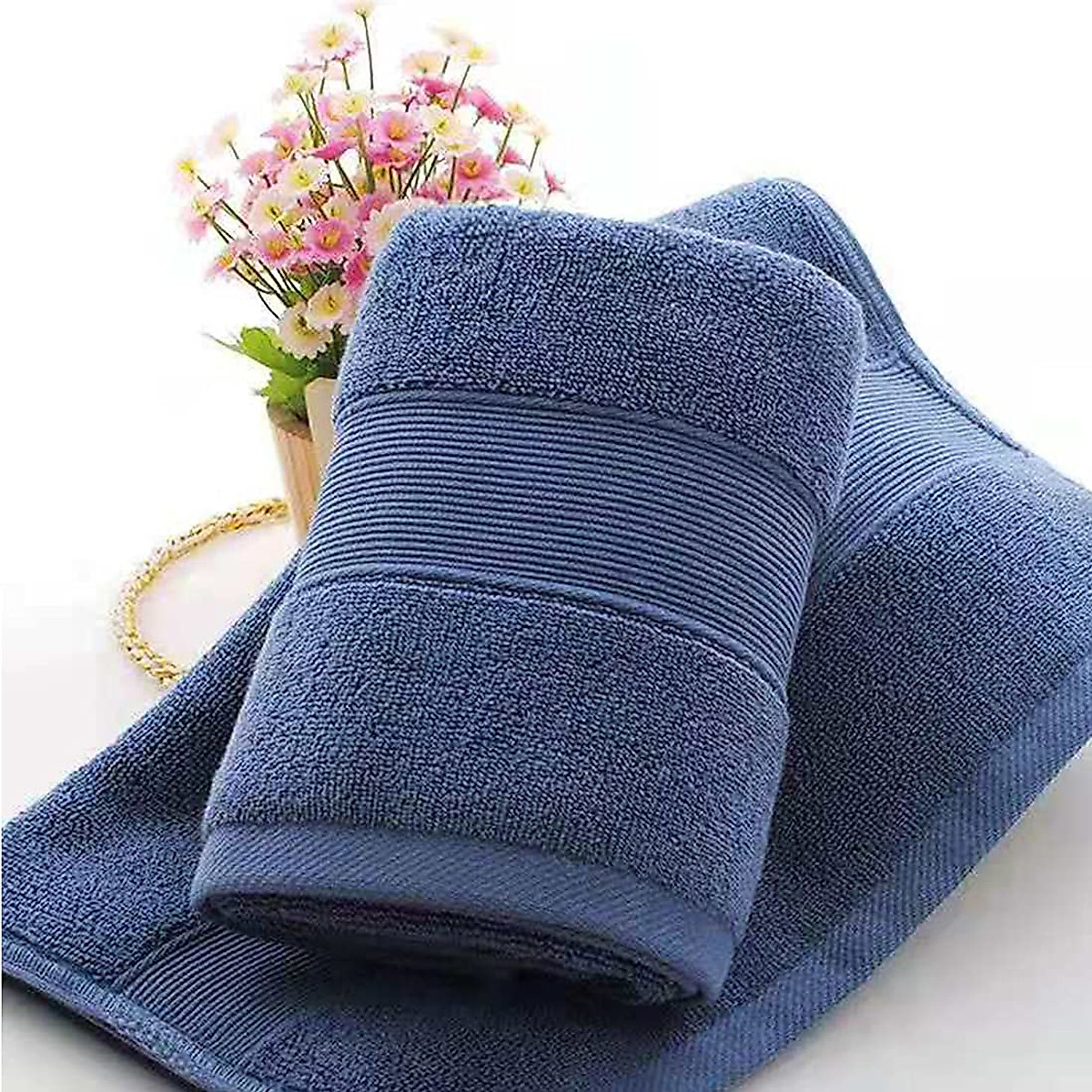LRUUIDDE Bathroom Hand Towels 2 Set,Cotton Hand Towel for Bath, Hand, Face, Kitchen, Super Soft, Highly Absorbent, Machine Washable, Size 14" x 30" (Blue)…
