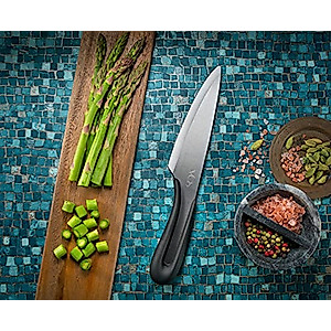 Vos Ceramic Knife Set with Covers 2 Pcs - 5" Santoku Knife, 3" Paring Knife and 2 Black Covers - Advanced Kitchen Knives for Cutting, Chopping, Slicing, Dicing with Ergonomic Unique Handles